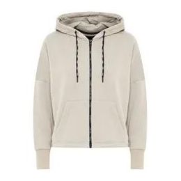 Sweatjacke oxmo "Sweatjacke OXSanice", Damen, Gr. L, beige (oyster), Obermaterial: 55% Polyester PES. 45% Baumwolle CO., Sweatjacken Sweatjacke