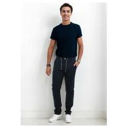 Stoffhose INDICODE "Inboris", Herren, Gr. Gr&ouml;&szlig;e XXL - Gr. 2XL, Normalgr&ouml;&szlig;en, blau (navy), 55% Leinen, 45% Baumwolle, Hosen Stoffhose, mit innen liegendem Kordelzug