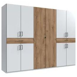 Dreht&uuml;renschrank wimex "Tibet Kleiderschrank mit sehr viel Stauraum, gro&szlig;e Farbauswahl", wei&szlig; (wei&szlig;, absetzung plankeneiche nachbildung), B:270cm H:208cm T:58cm, Holzwerkstoff, Schr&auml;nke, Dreht&uuml;renschrank, mit jeweils 2 Schubladen auf bequemer Zugriffsh&ouml;he, in 3 Breiten