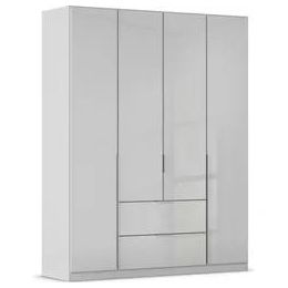 Dreht&uuml;renschrank OTTO HOME "Kleiderschrank Kleiderschr&auml;nke Schrank Garderobe AGORDO mit Glasfront", grau (seidengrau, glas seidengrau), B:181cm H:229cm T:54cm, Holzwerkstoff, Schr&auml;nke, Dreht&uuml;renschrank, mit Au&szlig;enschubk&auml;sten, in 7 Breiten und 2 H&ouml;hen MADE IN GERMANY