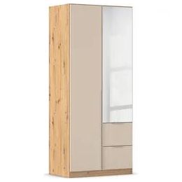 Dreht&uuml;renschrank OTTO HOME "Kleiderschrank Schrank Garderobe AGORDO mit Dekor- oder Hochglanzfront", braun (eiche artisan, champagner), B:91cm H:210cm T:54cm, Holzwerkstoff, Schr&auml;nke, Dreht&uuml;renschrank, mit Au&szlig;enschubk&auml;sten, in 7 Breiten und 2 H&ouml;hen MADE IN GERMANY