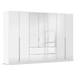 Dreht&uuml;renschrank OTTO HOME "Kleiderschrank Kleiderschr&auml;nke Schrank Garderobe AGORDO mit Glasfront", wei&szlig; (alpinwei&szlig;, glas kristallwei&szlig;), B:315cm H:210cm T:54cm, Holzwerkstoff, Schr&auml;nke, Dreht&uuml;renschrank, mit Au&szlig;enschubk&auml;sten, in 7 Breiten und 2 H&ouml;hen MADE IN GERMANY
