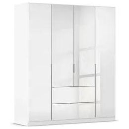 Dreht&uuml;renschrank OTTO HOME "Kleiderschrank Kleiderschr&auml;nke Schrank Garderobe AGORDO mit Glasfront", wei&szlig; (alpinwei&szlig;, glas kristallwei&szlig;), B:181cm H:210cm T:54cm, Holzwerkstoff, Schr&auml;nke, Dreht&uuml;renschrank, mit Au&szlig;enschubk&auml;sten, in 7 Breiten und 2 H&ouml;hen MADE IN GERMANY