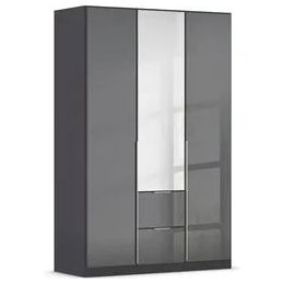 Dreht&uuml;renschrank OTTO HOME "Kleiderschrank Kleiderschr&auml;nke Schrank Garderobe AGORDO mit Glasfront", grau (graumetallic, glas basalt), B:136cm H:210cm T:54cm, Holzwerkstoff, Schr&auml;nke, Dreht&uuml;renschrank, mit Au&szlig;enschubk&auml;sten, in 7 Breiten und 2 H&ouml;hen MADE IN GERMANY