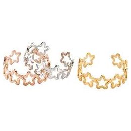 Ring-Set Firetti "Multipack Schmuck Geschenk Damenring Sterne", rosa (gelbgoldfarben, wei&szlig;goldfarben, ros&eacute;goldfarben), Fingerringe, Damen, 3 g, Edelstahl, 6mm, Made in Germany