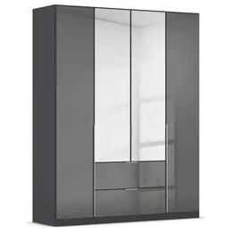 Dreht&uuml;renschrank OTTO HOME "Kleiderschrank Kleiderschr&auml;nke Schrank Garderobe AGORDO mit Glasfront", grau (graumetallic, glas basalt), B:181cm H:229cm T:54cm, Holzwerkstoff, Schr&auml;nke, Dreht&uuml;renschrank, mit Au&szlig;enschubk&auml;sten, in 7 Breiten und 2 H&ouml;hen MADE IN GERMANY