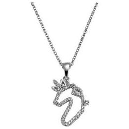Kette mit Anh&auml;nger ZEEme "925/- Sterling Silber Einhorn Zirkonia", wei&szlig;, Halsketten, Damen, 46cm, Silber 925 (Sterlingsilber), L: 46 B: 13mm, gl&auml;nzend, B:13mm