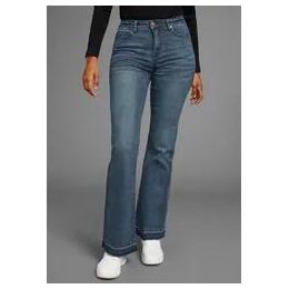 Weite Jeans Kangaroos, Damen, Gr. 48, N-Gr, blau (dunkelblau us), Denim/Jeans, Obermaterial: 76% Baumwolle, 16% Polyester, 7% Viskose, 1% Elasthan, bootcut fit lang, Jeans, Flare Weite Jeans High Waist
