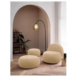 Polsterhocker Home Affaire "Mithras I Lieferzeit nur 2 Wochen, passend zum Sessel Mithras II", grau (taupe), B:65cm H:35cm T:65cm, 100% Polyester, Hocker, Polsterhocker, Boucl&eacute; oder Fellimitat, Durchmesser 65 oder 85 cm