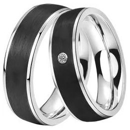 Trauring DOOSTI "Schmuck Geschenk Edelstahl Trauring Ehering Partnerring LIEBE" Gr. 56, schwarz (edelstahlfarben, schwarz), Fingerringe, Damen, 56, ohne Zirkonia, Carbon Edelstahl, 6mm, Carbon, Edelstahl, Trauring, wahlweise mit oder ohne Zirkonia