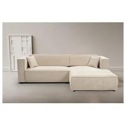 Ecksofa WERK2 "Atlanta-New, modernes Design, Stellma&szlig;e 295x182 cm, L-Form, Kedernaht", beige (natur), B:295cm H:76cm T:182cm, 90% Polyester, 10% Nylon, Sofas, Ecksofa, hoher Komfort, Schlaffunktion & Bettkasten, Cord, Natur