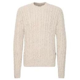 Strickfleece-Pullover Casual Friday "Strickpullover CFKARL cable crew neck knit with neps", Herren, Gr. XL, beige (rainy day), Obermaterial: 60% Baumwolle CO. 40% Polyacryl PAN., Pullover