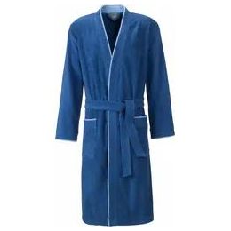 Herrenbademantel Egeria "Nico, ideal f&uuml;r Sauna & Spa, Hotelbademantel, Morgenmantel" Gr. XL, blau (jeansblau), L:125cm, Walkfrottee, Hausm&auml;ntel, Bademantel, mit Kimono-Kragen, farblich abgesetzte Paspelierung
