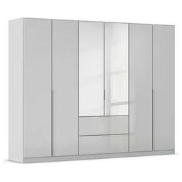 Dreht&uuml;renschrank OTTO HOME "Kleiderschrank Kleiderschr&auml;nke Schrank Garderobe AGORDO mit Glasfront", grau (seidengrau, glas seidengrau), B:271cm H:210cm T:54cm, Holzwerkstoff, Schr&auml;nke, Dreht&uuml;renschrank, mit Au&szlig;enschubk&auml;sten, in 7 Breiten und 2 H&ouml;hen MADE IN GERMANY