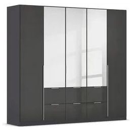 Dreht&uuml;renschrank OTTO HOME "Kleiderschrank Schrank Garderobe AGORDO mit Dekor- oder Hochglanzfront", grau (graumetallic, hochglanz effektgrau), B:226cm H:210cm T:54cm, Holzwerkstoff, Schr&auml;nke, Dreht&uuml;renschrank, mit Au&szlig;enschubk&auml;sten, in 7 Breiten und 2 H&ouml;hen MADE IN GERMANY