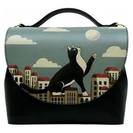 Henkeltasche DOGO "Handy Umh&auml;ngetasche Over The Moon Schultertasche", Damen, Gr. B/H/T: 24cm x 12cm onesize, schwarz, Taschen, Handgefertigt