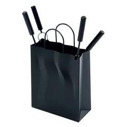 Kamingarnitur FIREFIX "Kaminbesteck "Tasche" mit 4 Besteckteilen, schwarz", schwarz, B:28cm H:46cm L:10cm, Stahl, Reinigungs-Sets, 5-teilig