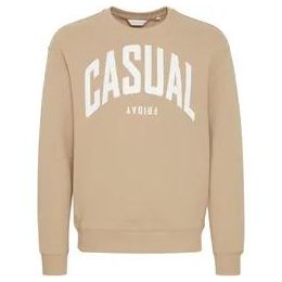 Longpullover Casual Friday "Sweatshirt CFSage", Herren, Gr. S, beige (silber mink), Obermaterial: 100% Baumwolle CO., Sweatshirts Longpullover
