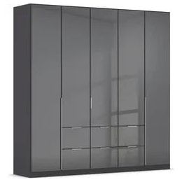 Dreht&uuml;renschrank OTTO HOME "Kleiderschrank Kleiderschr&auml;nke Schrank Garderobe AGORDO mit Glasfront", grau (graumetallic, glas basalt), B:226cm H:229cm T:54cm, Holzwerkstoff, Schr&auml;nke, Dreht&uuml;renschrank, mit Au&szlig;enschubk&auml;sten, in 7 Breiten und 2 H&ouml;hen MADE IN GERMANY