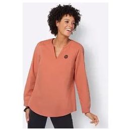 Longbluse Casual Looks, Damen, Gr. 42, orange (papaya), 100% Baumwolle, unifarben, Rundhals, Blusen Longbluse