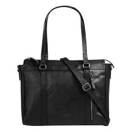 Shopper Bodenschatz, Damen, Gr. B/H/T: 33cm x 28cm x 7cm onesize, schwarz, Leder, leicht gl&auml;nzend, unifarben, Taschen Shopper, echt Leder