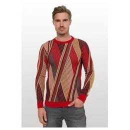 Strickpullover Rusty Neal, Damen, Gr. XL, rot, 70% Polyacryl, 30% Baumwolle, mehrfarbig, normal, Rundhals, Pullover Strickpullover, im Colorblock-Design