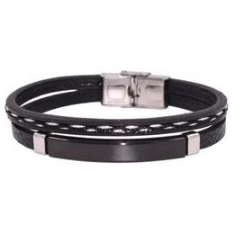 Lederarmband Firetti "Schmuck Geschenk Armschmuck ID-Armband- Optik", silber (edelstahlfarben, schwarz, wei&szlig;), Armb&auml;nder, Herren, 20cm, Baumwolle Edelstahl Leder, Baumwolle, Edelstahl, Leder, Lederarmband, Made in Germany