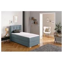 Boxbett Home Affaire "Olivet mit Bettkasten", blau (petrol), B:104cm L:210cm, Komplettbetten, in 4 Farben, 4 Breiten, 2 Matratzenarten, auch in &Uuml;berl&auml;nge 220 cm