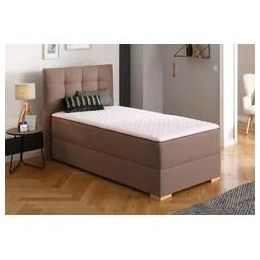 Boxbett Home Affaire "Olivet mit Bettkasten", braun (hellbraun), B:104cm L:210cm, Komplettbetten, in 4 Farben, 4 Breiten, 2 Matratzenarten, auch in &Uuml;berl&auml;nge 220 cm