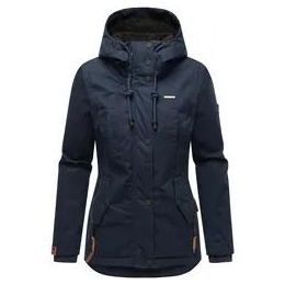 Winterjacke Marikoo "Bikoo", Damen, Gr. L (40), blau (marine), Oberstoff: 100% Baumwolle. Futter: 100% Polyester. Wattierung: 100% Polyester. &Auml;rmelfutter: 100% Polyester, figurumspielend h&uuml;ftbedeckend, hoch geschlossener Ausschnitt, &Auml;rmel ohne &Auml;rmelschlitz Rippstrickb&uuml;ndchen, Jacken Winterjacke, sportliche Damen Outdoor Baumwolljacke mit Kapuze