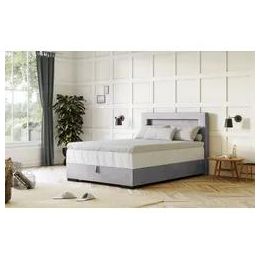 Boxbett COTTA "Kelly", grau (argent), B:145cm L:207cm, 100% Polyester, Komplettbetten, ausgestattet mit LED-Licht, inkl. Bettkasten