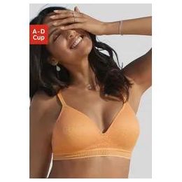 Bralette-BH Lascana "Freya", Damen, Gr. 90, Cup A, orange, Spitze, Obermaterial: 36% Polyamid, 29% Polyester, 27% Baumwolle, 8% Elasthan, BHs, ohne B&uuml;gel mit eingearbeitetem Push-up Kissen, Dessous