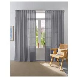Vorhang OTTO HOME "Linsdorf" Gr. 2, grau, B:140cm H:225cm, Polyester, Gardinen, Leinenstruktur, halbtransparent