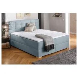 Boxbett Home Affaire "Olivet mit Bettkasten", blau (petrol), B:174cm L:230cm, Komplettbetten, in 4 Farben, 4 Breiten, 2 Matratzenarten, auch in &Uuml;berl&auml;nge 220 cm