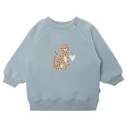 Sweatshirt Liliput "Leopard", M&auml;dchen, Gr. 110/116, blau (hellblau), 80% Baumwolle, 20% Polyester, bedruckt, normal, Rundhals, Sweatshirts Sweatshirt, mit niedlichem Leopard-Print