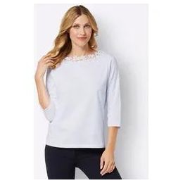 3/4-Arm-Shirt Classic Basics "3/4-Arm-Shirt", Damen, Gr. 38, wei&szlig;, 100% Baumwolle, Spitze:100% Polyester, unifarben, U-Boot-Ausschnitt, Shirts 3/4-Arm-Shirt