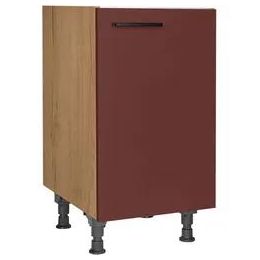 Sp&uuml;lenschrank Nobilia "Easytouch", Ausrichtung w&auml;hlbar, vormontiert, in den Breiten", rot (front: lacklaminat rostrot ultramatt, korpus: eiche sierra nachbildung), B:45cm H:87cm T:58,3cm, Schr&auml;nke, Sp&uuml;lenschrank, 45 und 60 cm, mit h&ouml;henverstellbaren Sockelf&uuml;&szlig;en