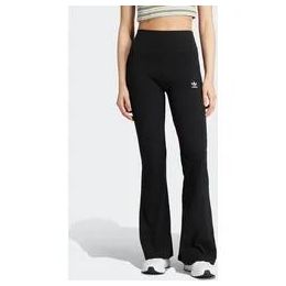 Leggings Adidas ORIGINALS "ESSENTIALS RIB FLARED", Damen, Gr. XXL, N-Gr, schwarz (schwarz, normal, gr.), Obermaterial: 46% Baumwolle, 45% Viskose, 9% Elasthan, Hosen Leggings, mit ausgestelltem Bein und Ripp Optik, hoher Bund