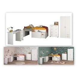 Jugendzimmer-Set Parisot "Parisot, Milky 11", grau (wei&szlig;), ohne Matratze, B/H: 90cm x 200cm, Schlafzimmerm&ouml;bel-Sets, viel Stauraum, komplettes Zimmer, f&uuml;r Jungen und M&auml;dchen