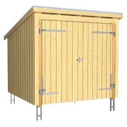 Gartenhaus Plus "Nordic", beige (natur), Holzwerkstoff, Gartenh&auml;user, Gartenhaus, Fahrradunterstand mit Doppelt&uuml;r, inkl. Dachpappe/Aluleisten/H-F&uuml;&szlig;e