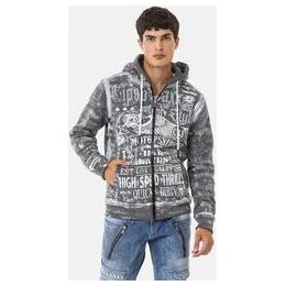 Cipo & Baxx Sweatjacke CIPO & BAXX "Jacken", Herren, Gr. L, grau (anthrazit), 70% Baumwolle, 30% Polyester, bedruckt, Basic, regular fit normal, Sweatjacken Sweatjacke, mit auff&auml;lligem Print, CL544