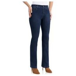Bootcut-Jeans WONDERJEANS, Damen, Gr. 38, L&auml;nge 32, blau (blau used), Denim/Jeans, Obermaterial: 48% Polyester, 30% Baumwolle, 12% Viskose, 6% Lyocell, 4% Elasthan, figurbetont lang, Jeans, Figurbetonte Form mit leicht ausgestelltem Bein