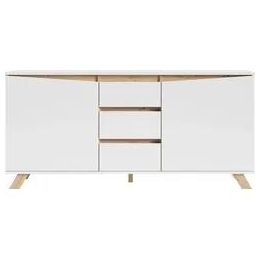 Sideboard ByLiving "Valentin", wei&szlig;, B:160cm H:76cm T:38cm, Holzwerkstoff, Melamin, Sideboards, Sideboard
