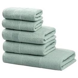 Handtuch Set OTTO HOME "Kimi, Duschtuch, Handt&uuml;cher und G&auml;stet&uuml;cher", gr&uuml;n (hellgr&uuml;n), 5, Walkfrottee, Walkfrottee, Obermaterial: 100% Baumwolle, Handtuch-Sets, 100% Baumwolle, einfarbig, weich, mit Bord&uuml;re, besondere Struktur