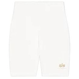 Sweatshorts Alpha Industries "Basic Bike Shorts SL FP Wmn", Damen, Gr. M, Normalgr&ouml;&szlig;en, wei&szlig; (wei&szlig;, gelb gold), Obermaterial: 95% Baumwolle, 5% Elastan, Hosen Sweatshorts