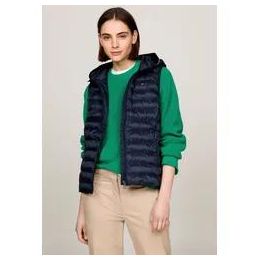 Steppweste Tommy Hilfiger "LW PADDED GLOBAL STRIPE VEST", Damen, Gr. XXS (32), blau (desert_sky), Web, Obermaterial: 100% Polyester, unifarben, Basic h&uuml;ftlang, Westen Steppweste, abnehmbare Kapuze, &Uuml;bergangsweste
