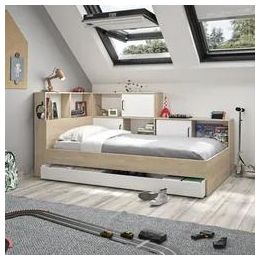 Schlafzimmer-Set GAMI, wei&szlig; (kastanie natur nachbildung, wei&szlig;), B:120cm H:104cm T:221cm, Holzwerkstoff, Schlafzimmerm&ouml;bel-Sets, Ideal f&uuml;r Kinder und Jugendzimmer