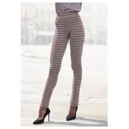 Leggings Lascana, Damen, Gr. 40/42, N-Gr, braun, Obermaterial: 66% Polyester, 27% Viskose, 7% Elasthan, Hahnentrittmuster, schmal, Hosen Leggings, aus Jacquard Stoff