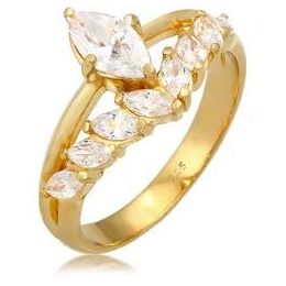 Fingerring Elli Premium "Zirkonia Marquise 925 Silber" Gr. 52, gold, Fingerringe, Damen, 52mm,mit Steinen, Silber 925 (Sterlingsilber), 3mm, Fingerring