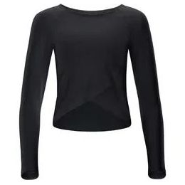 Langarmshirt WINSHAPE "Cropped Functional Light and Soft", Damen, Gr. L, schwarz, 85% Polyester, 15% Elasthan, Rundhals, Shirts Langarmshirt, Overlap-Applikation